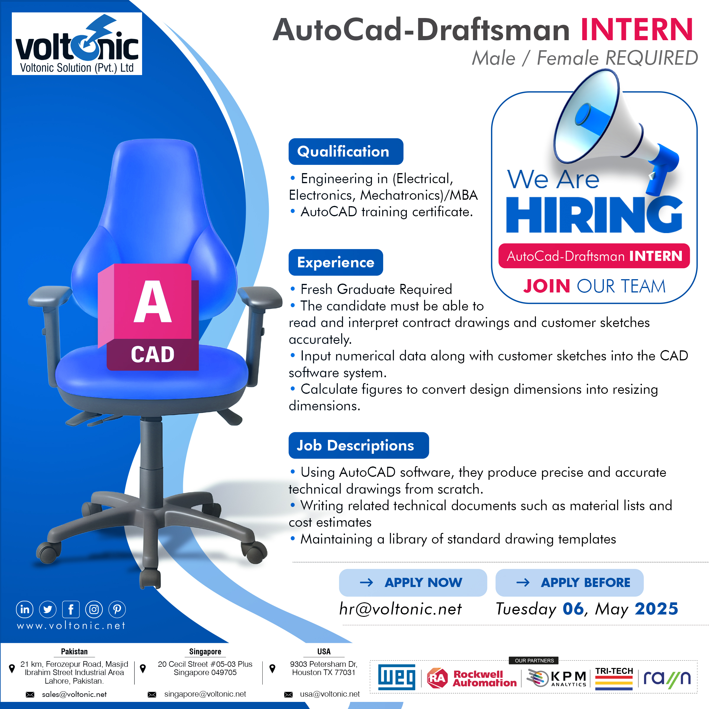 AutoCad – Draftsman INTERN Required | www.voltonic.net