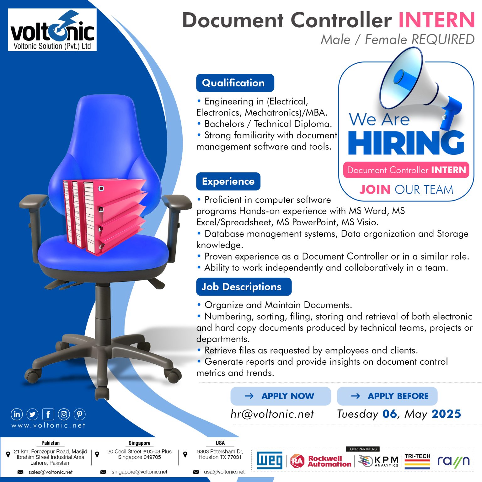 Document Controller INTERN Required | www.voltonic.net